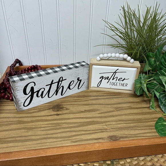 Accents | Farmhouse Buffalo Check Plaid Set Of 2 Sign Decor | Poshmark